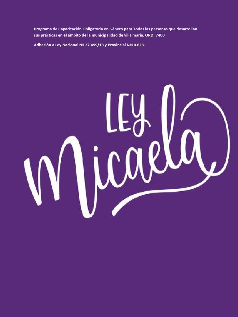Cuadernillo Ley Micaelaok | PDF | La violencia contra las mujeres | Estudios de género
