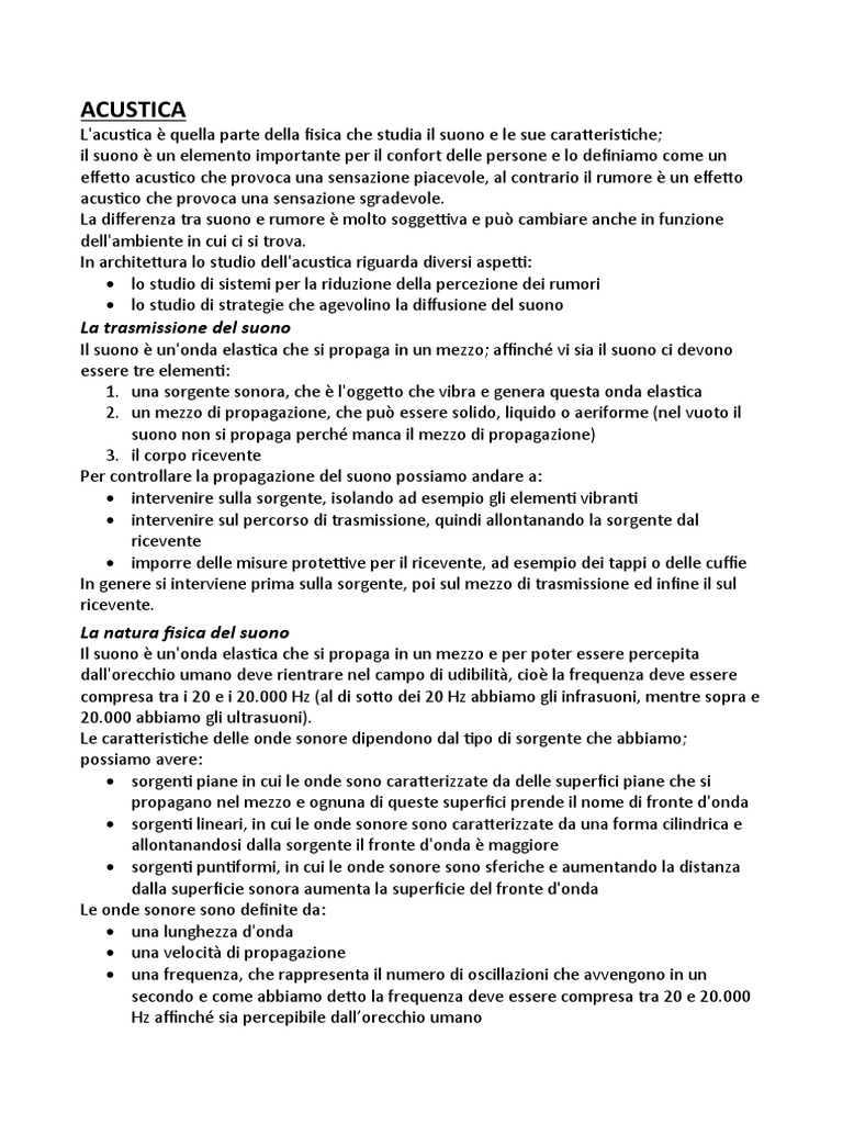 Riassunto Acustica | PDF
