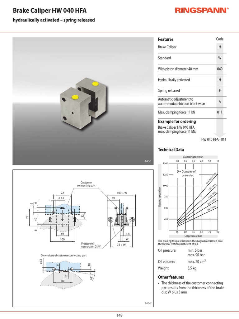 Brake Caliper HW 040 HFA Specs | PDF | Brake | Transport