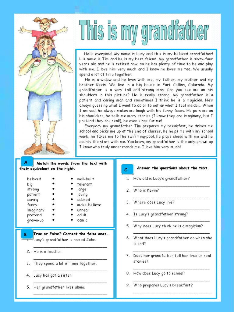 This Is My Grandfather Reading Comprehension Exercises 7649 | PDF