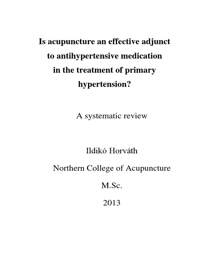 Is Acupuncture An Effective Adjunct To Antihypertensive Medication in ...