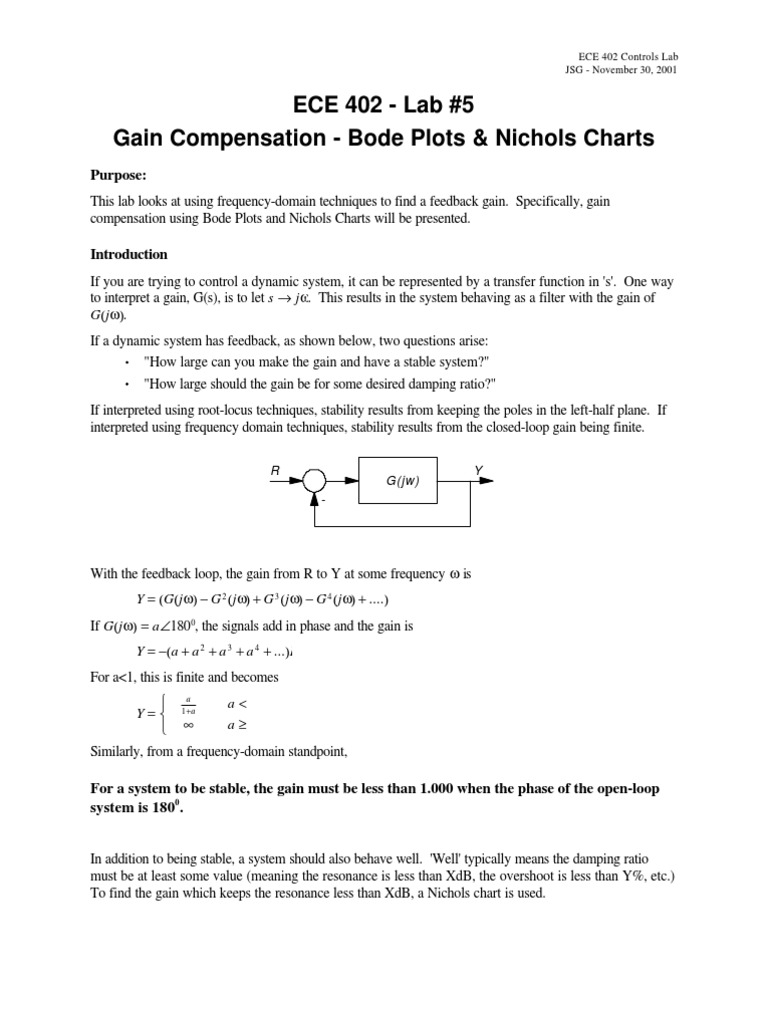 Designing A Feedback Controller Using Bode Plots And Nichols Charts