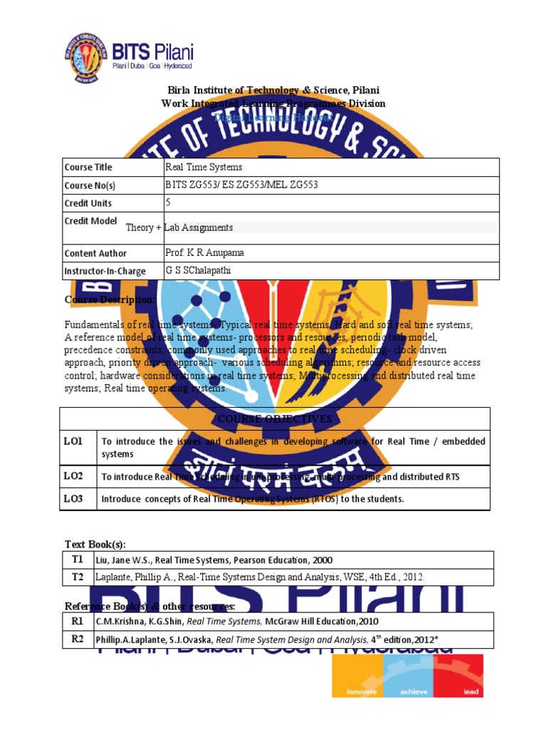 Bits Zg553 Course Handout Pdf Scheduling Computing Computing 