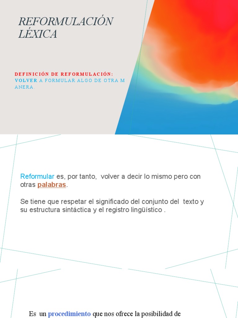 Reformulación Léxica | PDF | Sintaxis | Cognición