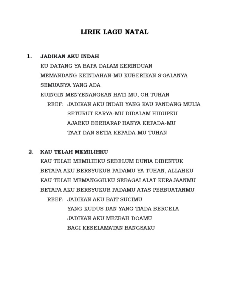 Lirik Lagu Natal | PDF | Kajian Bahasa Asing