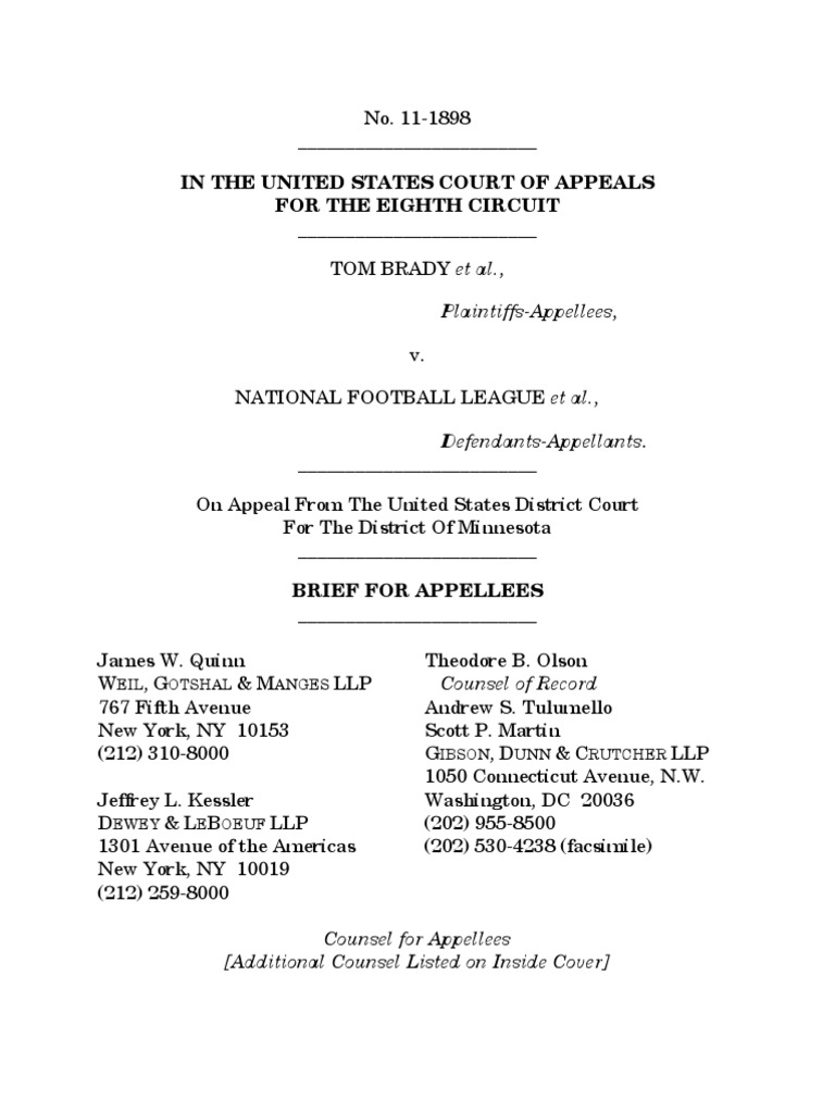 Brady V NFL - Players Brief | PDF | Injunction | Judiciaries