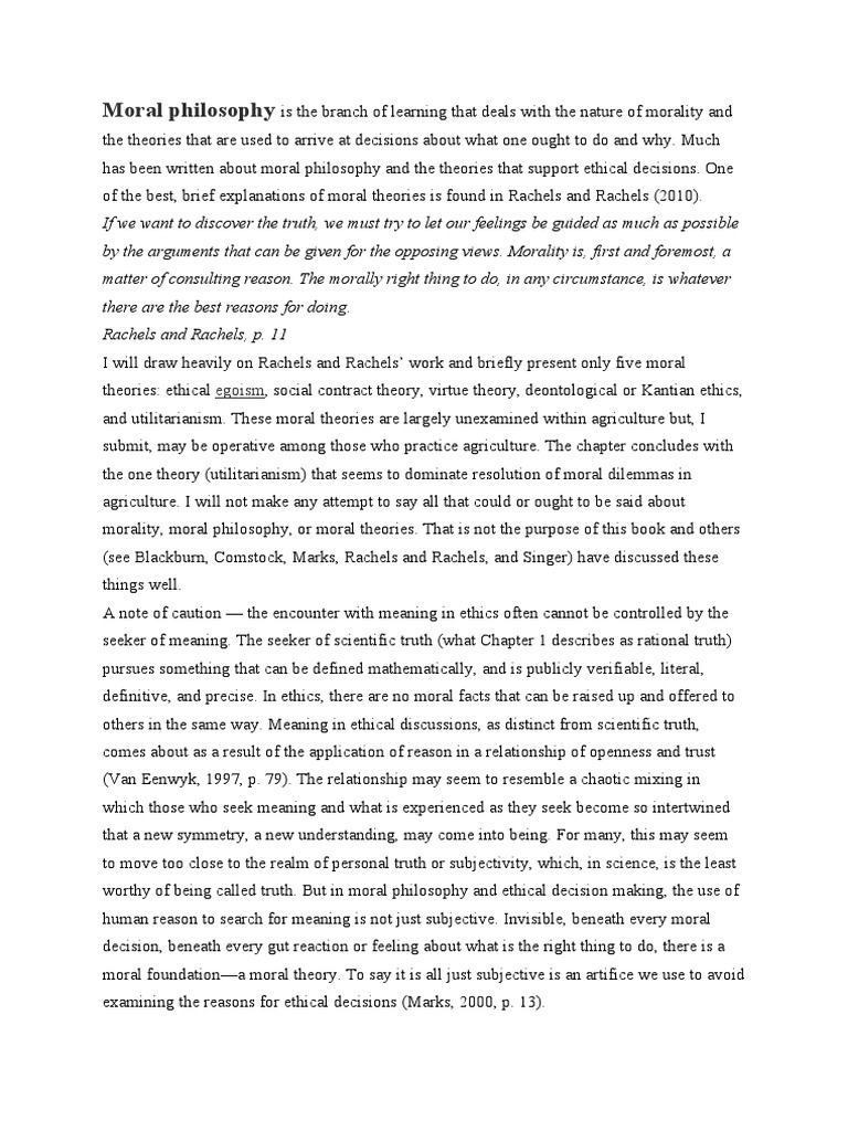 Moral Philosoph Notes | PDF | Morality | Theory
