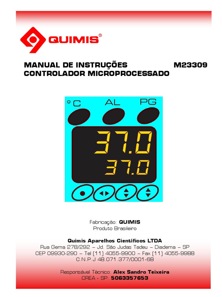 MANUAL ESTUFA QUIMIS Controlador 23309 | PDF | Termopar | Tempo