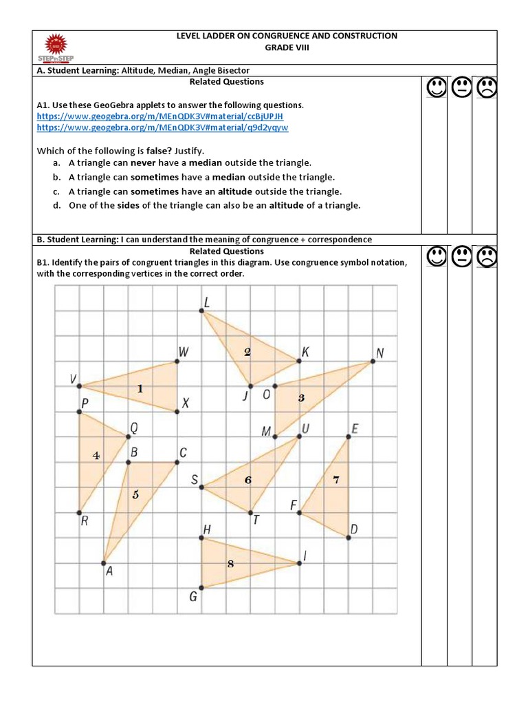 2021-22 Congruence and Constructions Grade 8-FINAL PDF | PDF | Triangle ...