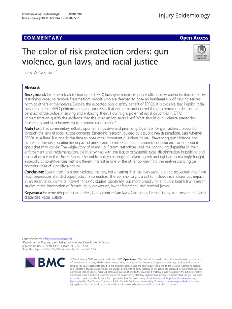 The Color of Risk Protection Orders: Gun Violence, Gun Laws, and Racial ...