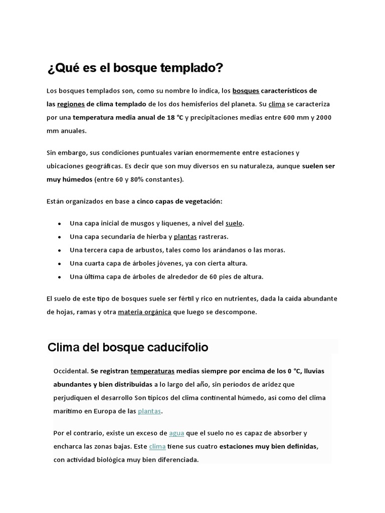 Clima Del Bosque Templado | PDF