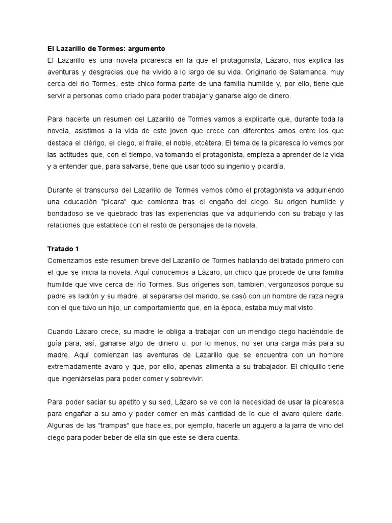 Tratados Lazarillo de Tormes | PDF