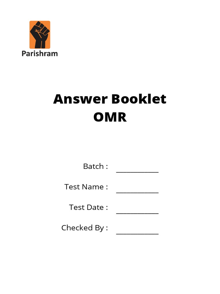 Answer Booklet OMR: Batch: Test Name: Test Date: Checked By | PDF