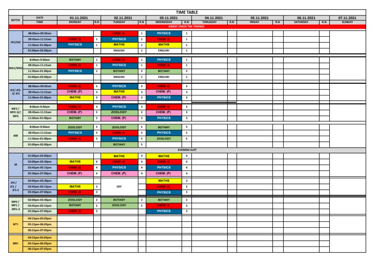 Time Table: Kindly Check The Timings Physics Physics Physics | PDF