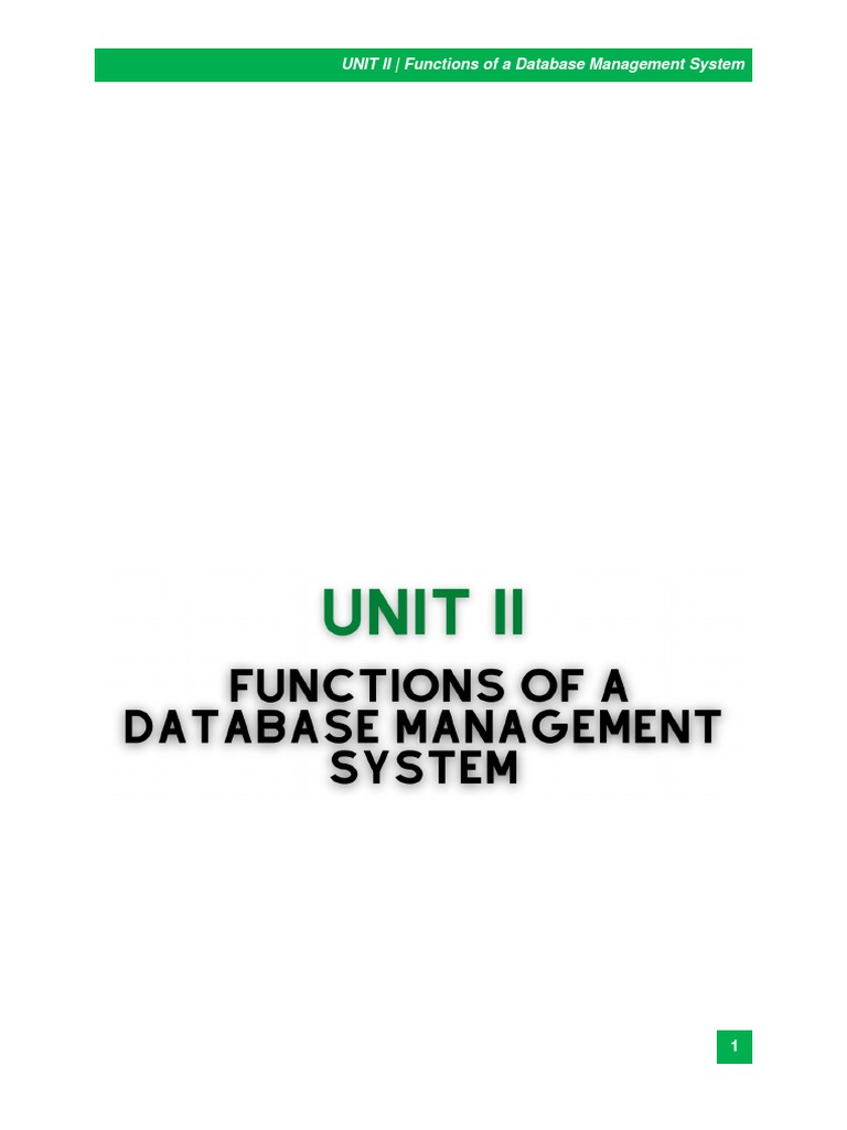 Unit 2 Functions of Database Management Systems | PDF | Databases ...