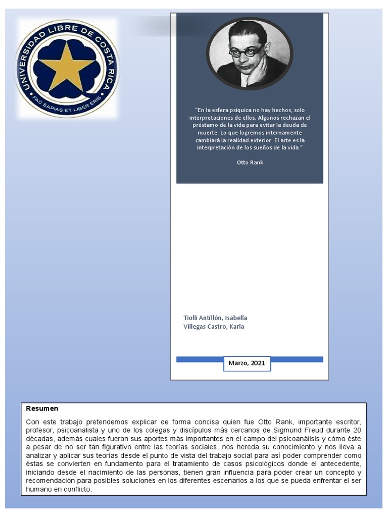 Otto Rank Exposición | PDF | Psicoanálisis | Mente inconsciente