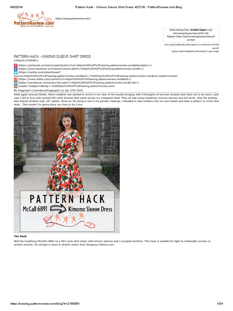 Draft A Kimono Sleeve From Block Pattern | PDF | Seam (Sewing) | Sewing