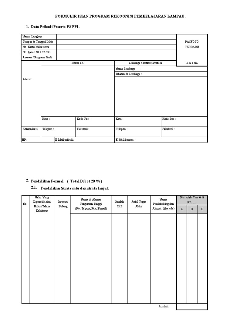 4482uns Form RPL Pada Ps Ppi | PDF