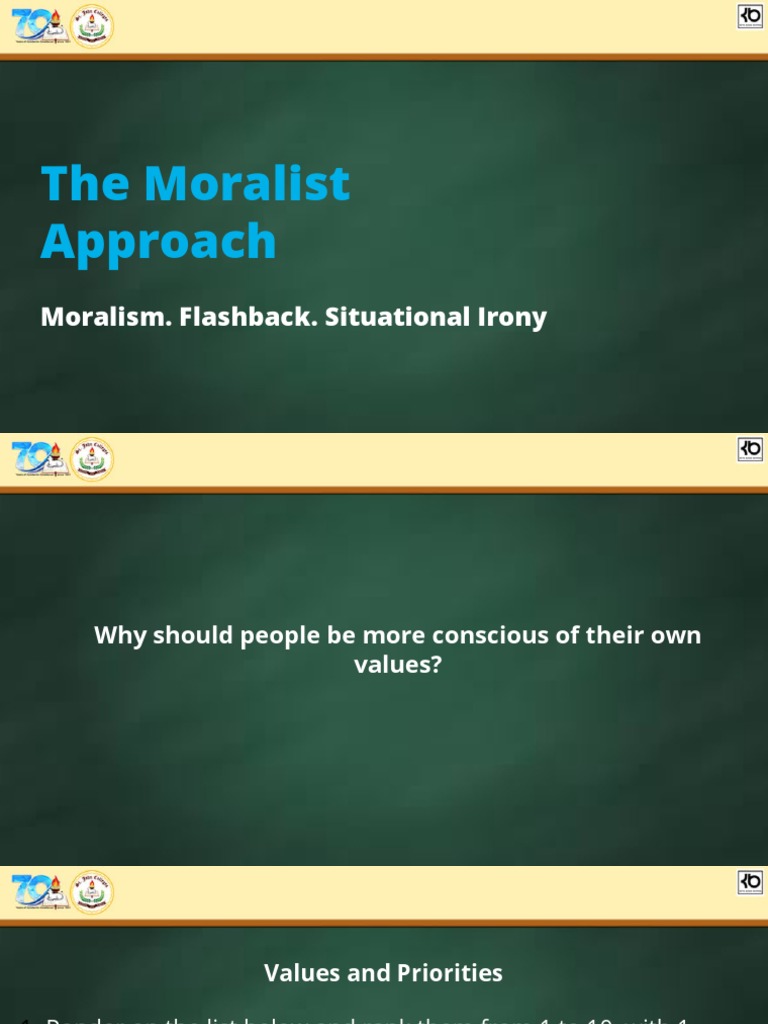 The Moralist Approach: Moralism. Flashback. Situational Irony | PDF ...
