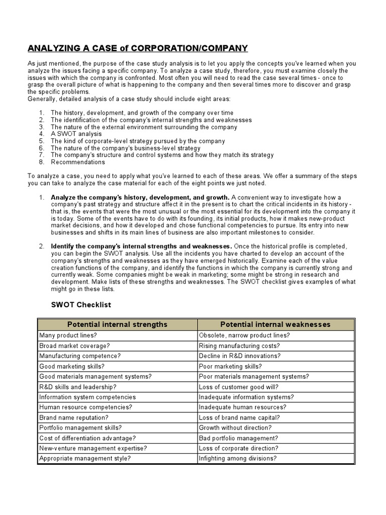 Case Study Analysis of Corporate Strategy | PDF | Strategic Management ...