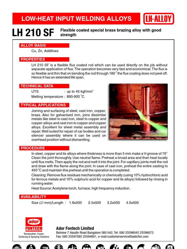 LH 210 SF Flexible Brazing Alloy | PDF | Science & Mathematics ...
