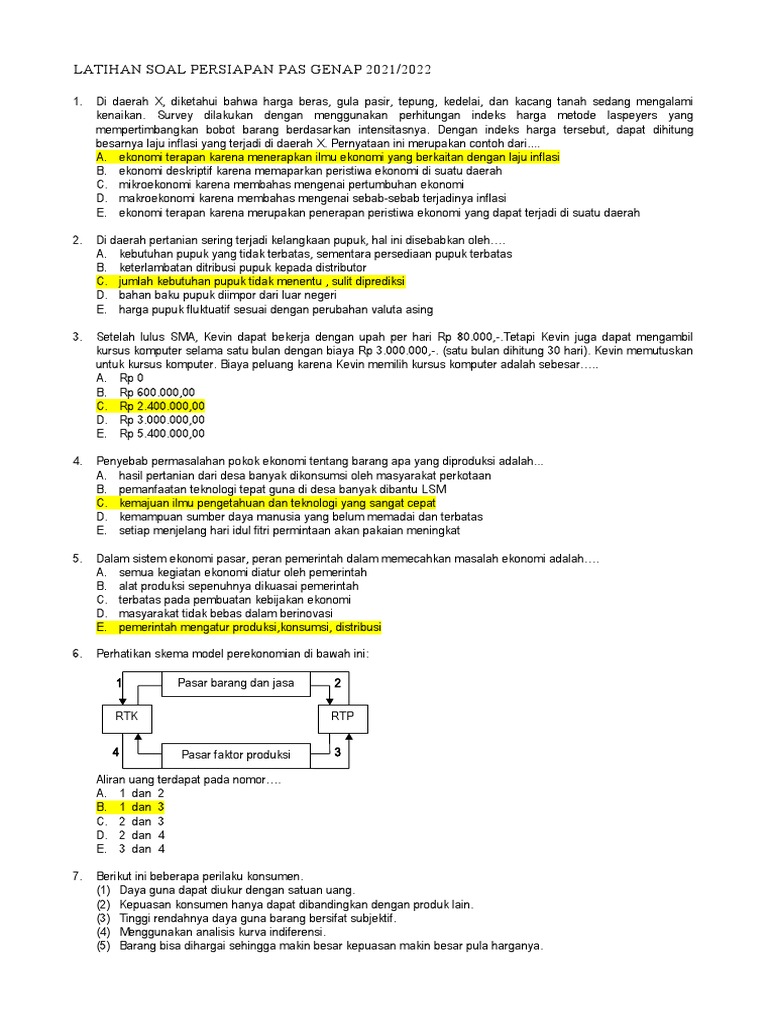 Latihan Soal Persiapan Pas Genap 2021/2022 | PDF