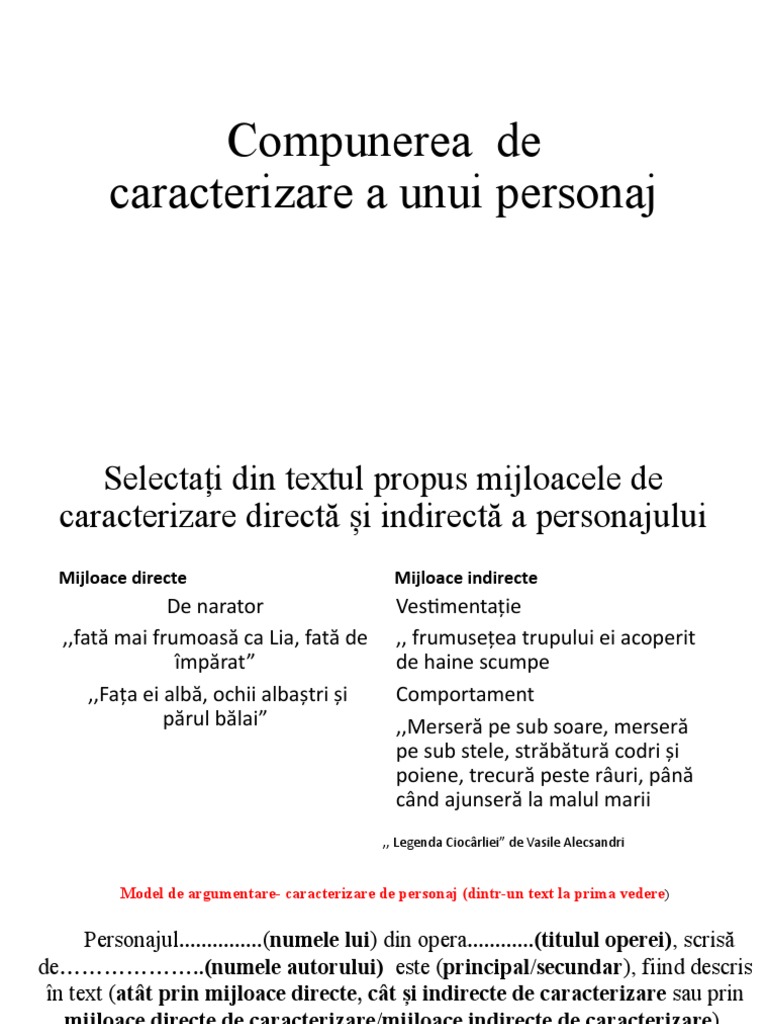 Caracterizare Personaj CL 5 | PDF