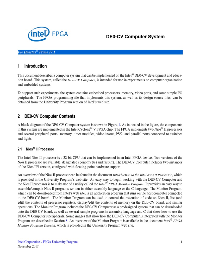 DE0-CV Computer NiosII | PDF | Central Processing Unit | Field ...