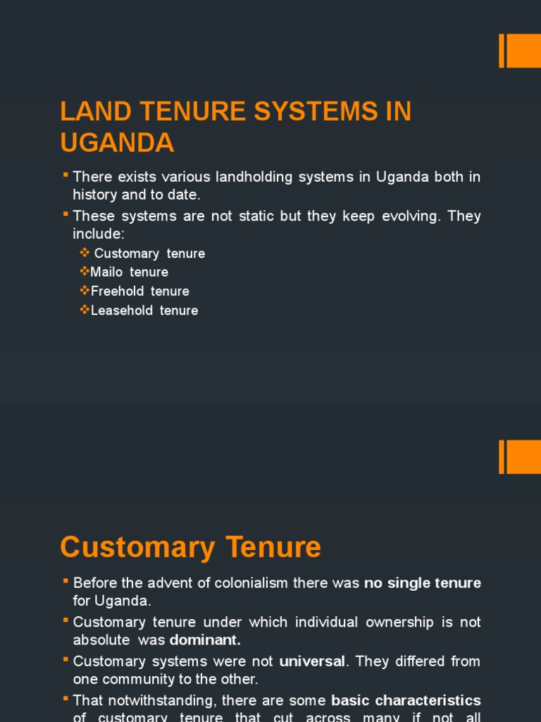 Uganda's Customary Land Tenure Systems | PDF | Ownership | Leasehold Estate