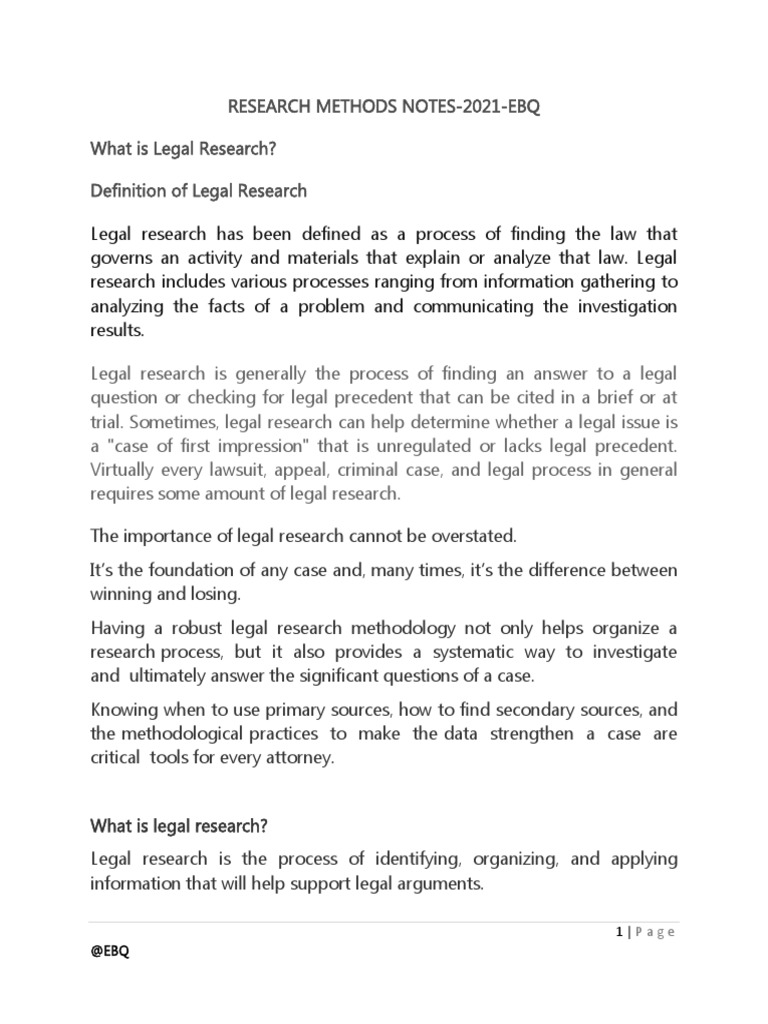 Legal Methods Notes | PDF | Quantitative Research | Qualitative Research