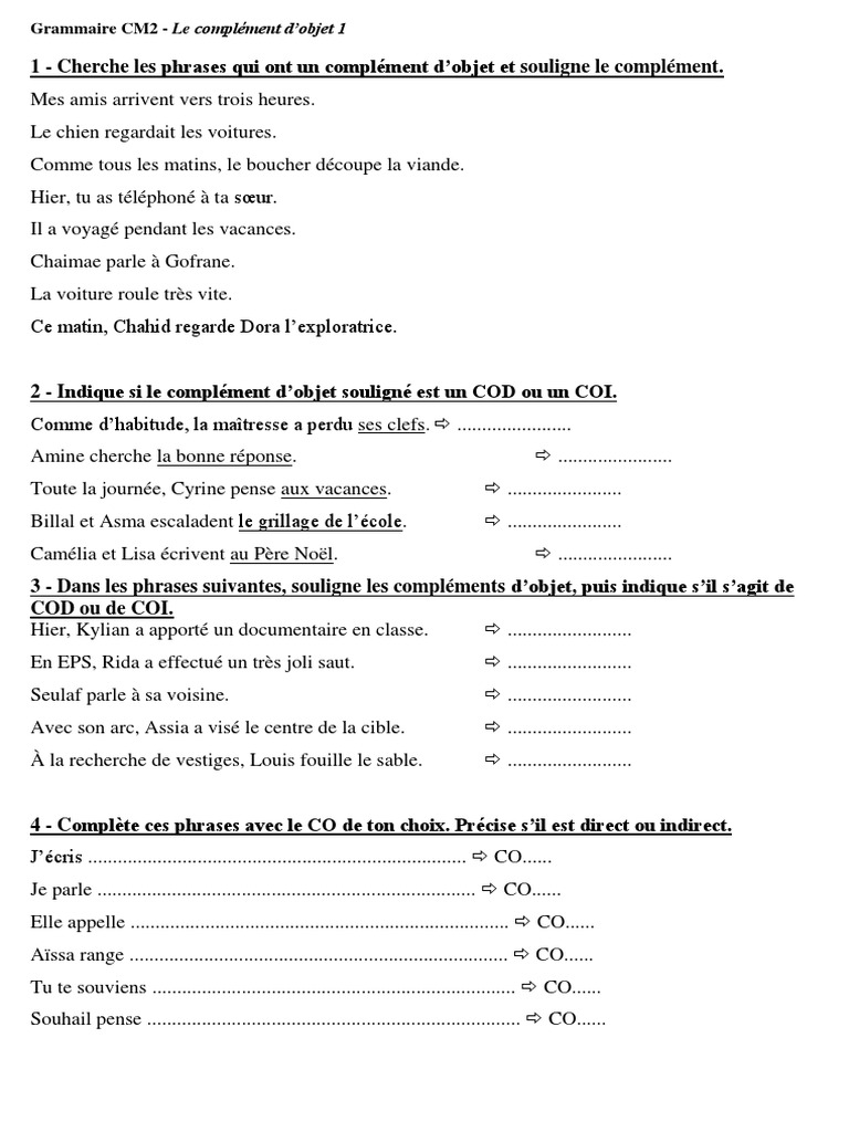 Exercices cm2 Cod | PDF | Syntaxe | Grammaire