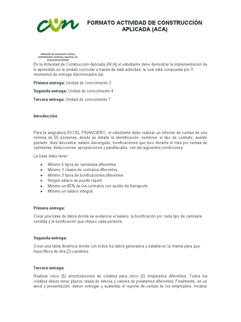 ACA Excel F | PDF