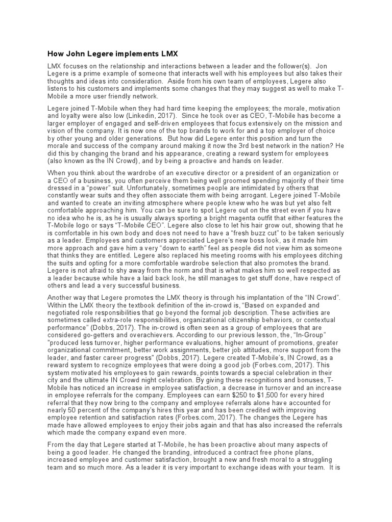 John Legere-T Mobile Case Study | PDF | Employment | T Mobile Us