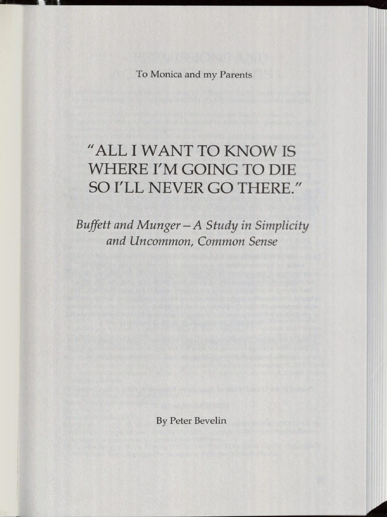 Bevelin, Peter - All I Want To Know Is Where I'm Going To Die So I'll ...