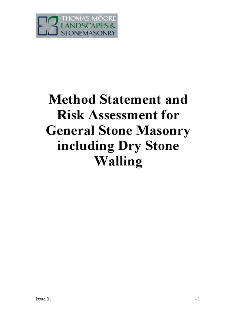 Method Statement and Risk Assessment For General Stone Masonry ...