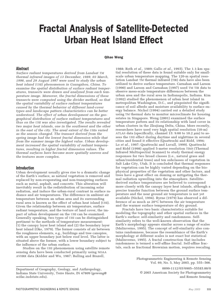 Fractal Analysis of Satellite-Detected Urban Heat Island Effect | PDF ...