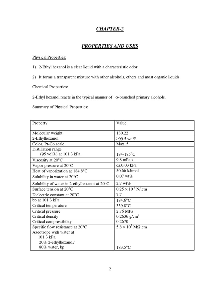 2 Ethyl 2520hexanol Properties&Uses | PDF | Liquids | Celsius