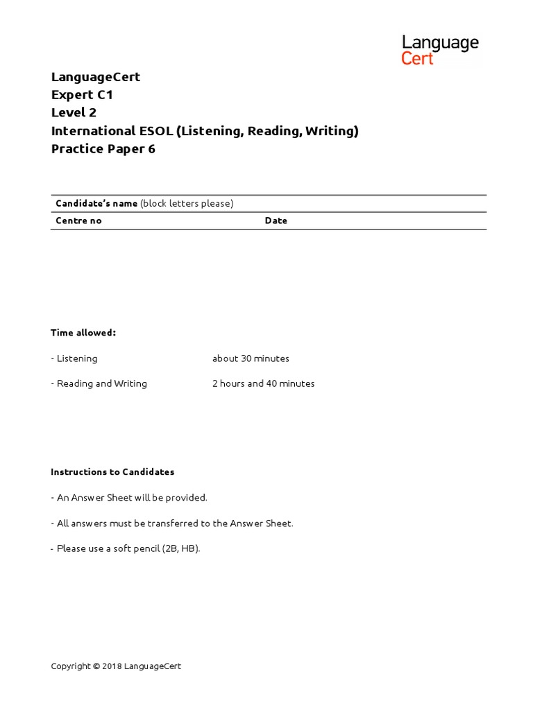 Languagecert Pp6 c1 Iesol Ep | PDF | Laptop | James Joyce