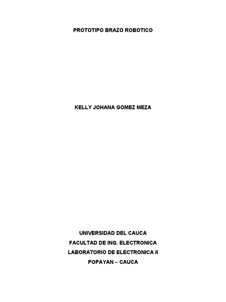 Informe Prototipo Brazo Robotico | PDF | Arduino | Corriente eléctrica
