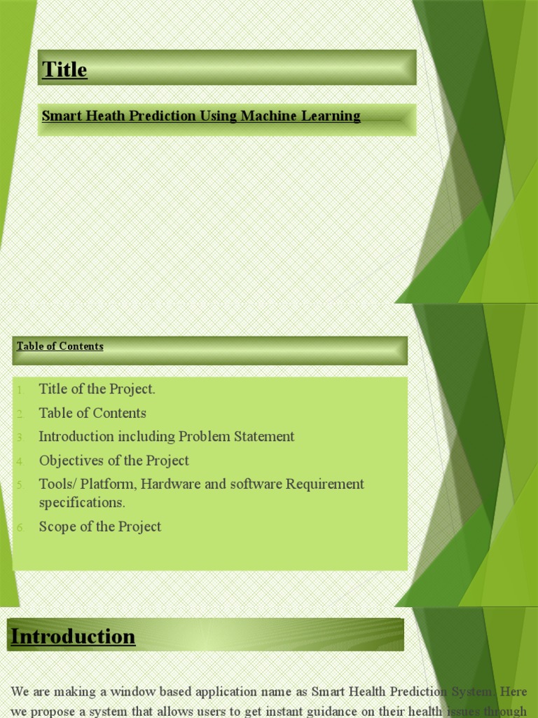 Title: Smart Heath Prediction Using Machine Learning | PDF | Machine ...