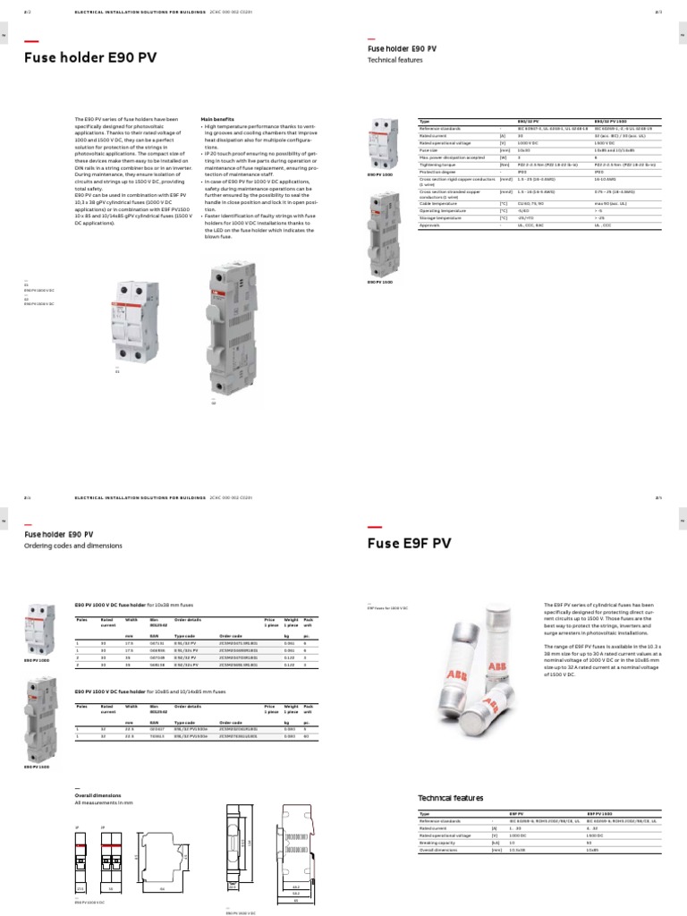 Fuse Holder E90 PV: Technical Features | PDF | Fuse (Electrical ...