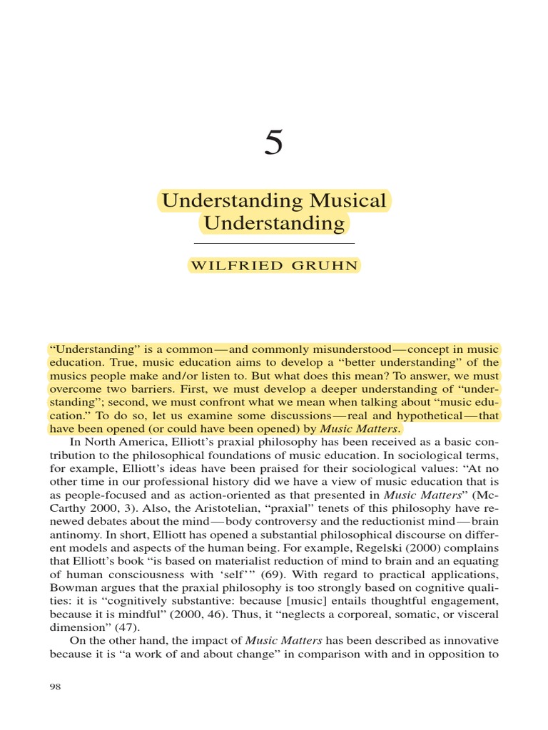 Wilfried Gruhn, Understanding Musical Understanding | PDF | Perception ...