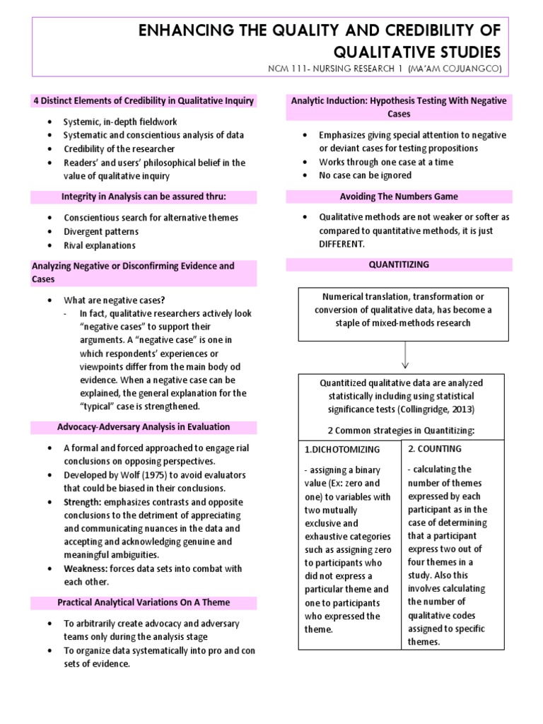 Enhancing The Quality and Credibility of Qualitative Studies | PDF ...