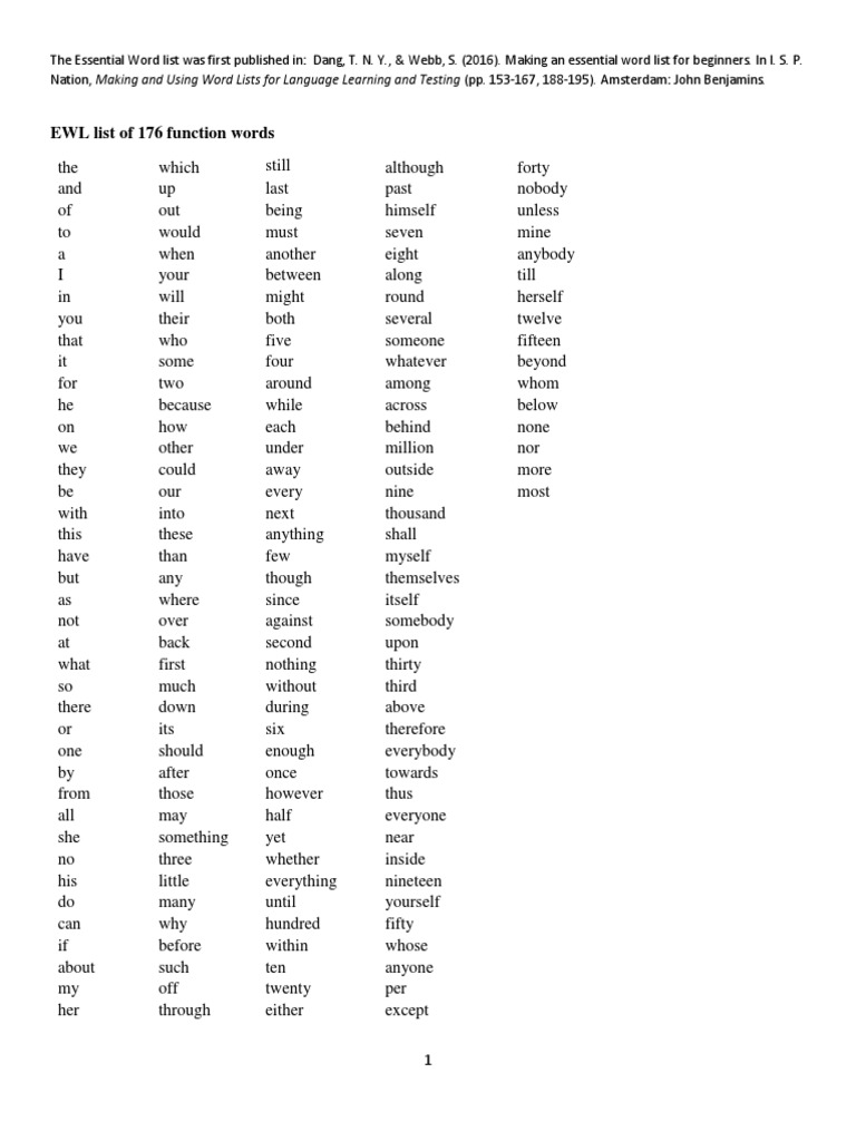 Essential Word List | Download Free PDF | Language Acquisition
