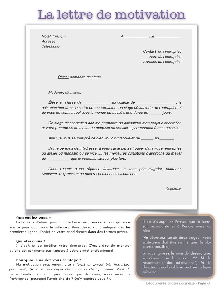 Lettre de Motivation | PDF | Motivation | Motivant