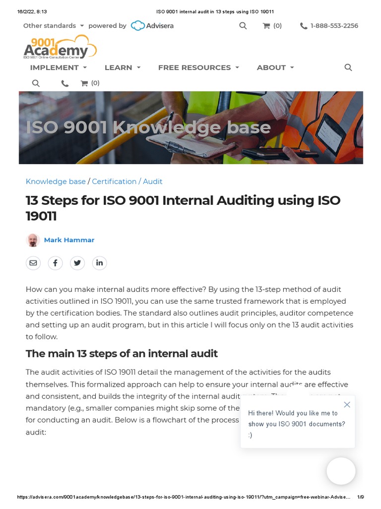 ISO 9001 Internal Audit in 13 Steps Using ISO 19011 | PDF | Audit | Iso ...