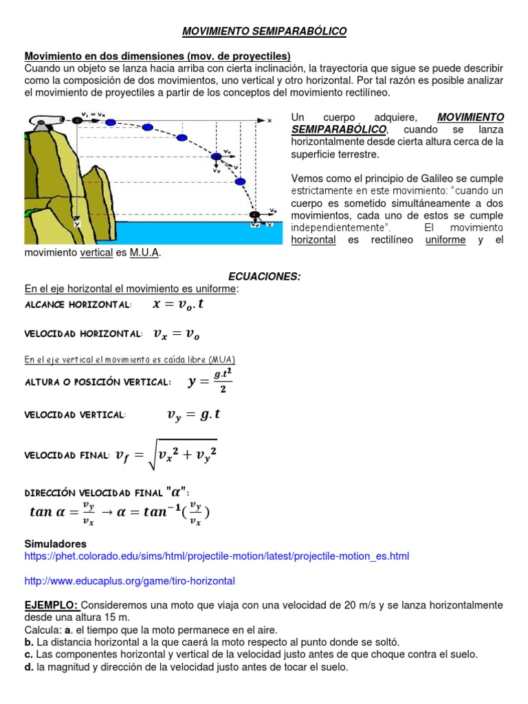 Movimiento Semiparabólico y Proyectiles | PDF | Velocidad | Física ...