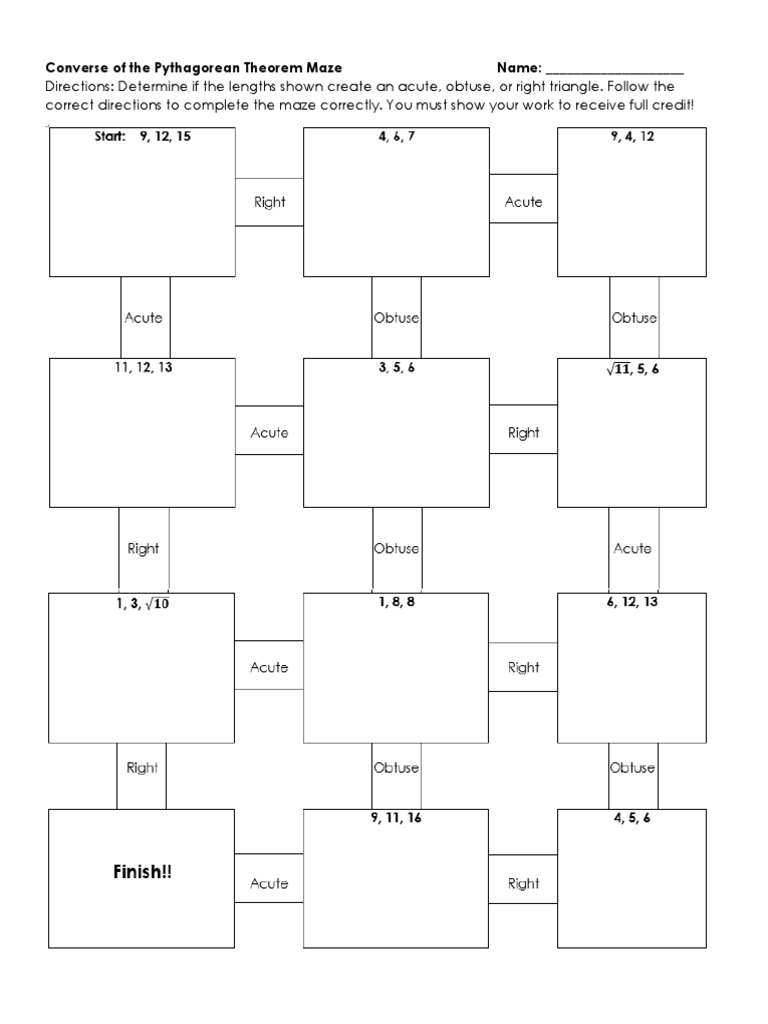 10 1+Converse+of+the+Pythagorean+Theorem+Maze | PDF