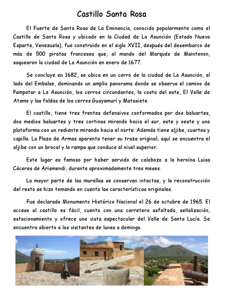 Castillo Santa Rosa: Historia y Visitas | PDF | Arte
