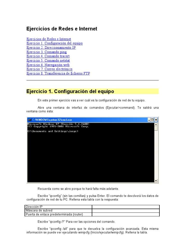 Ejercicios Redes | PDF | Protocolos de internet | sistema de nombres de dominio